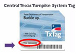 Request to Activate Toll Tags from Austin, Dallas or Houston